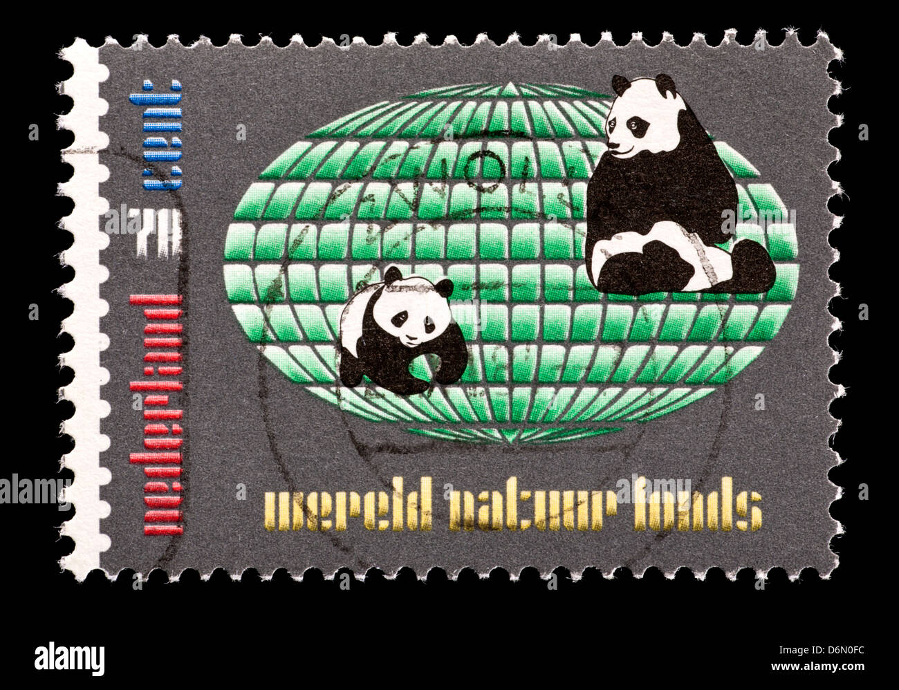 Postage stamp from the Netherlands depicting panda bears, issued to ...