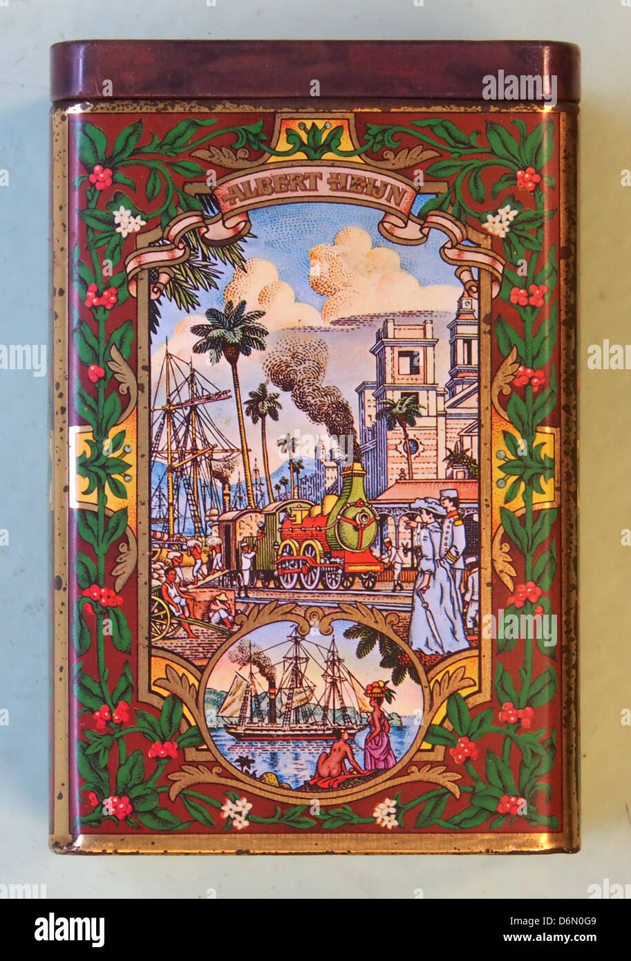 This vintage Albert Heijn blik (tin can) reflects the historical ...