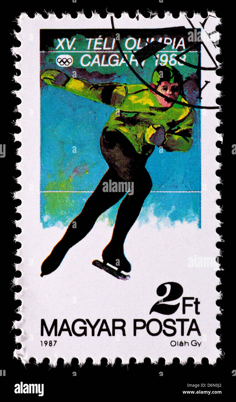 Postage stamp from Hungary depicting long track speed skating, issued ...