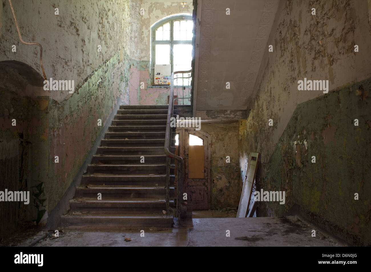 Beelitz, Germany, a staircase in a building of the former Beelitz ...