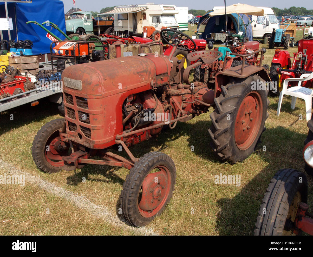 Old red Fahr tractor. A vintage German agricultural vehicle, known for ...