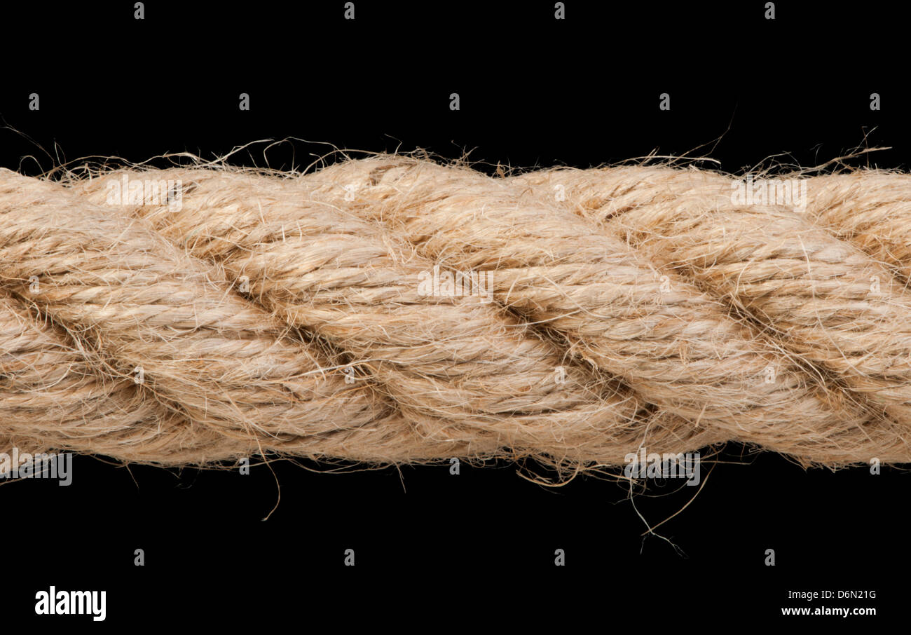 Close up hemp rope. Black isolated Stock Photo - Alamy