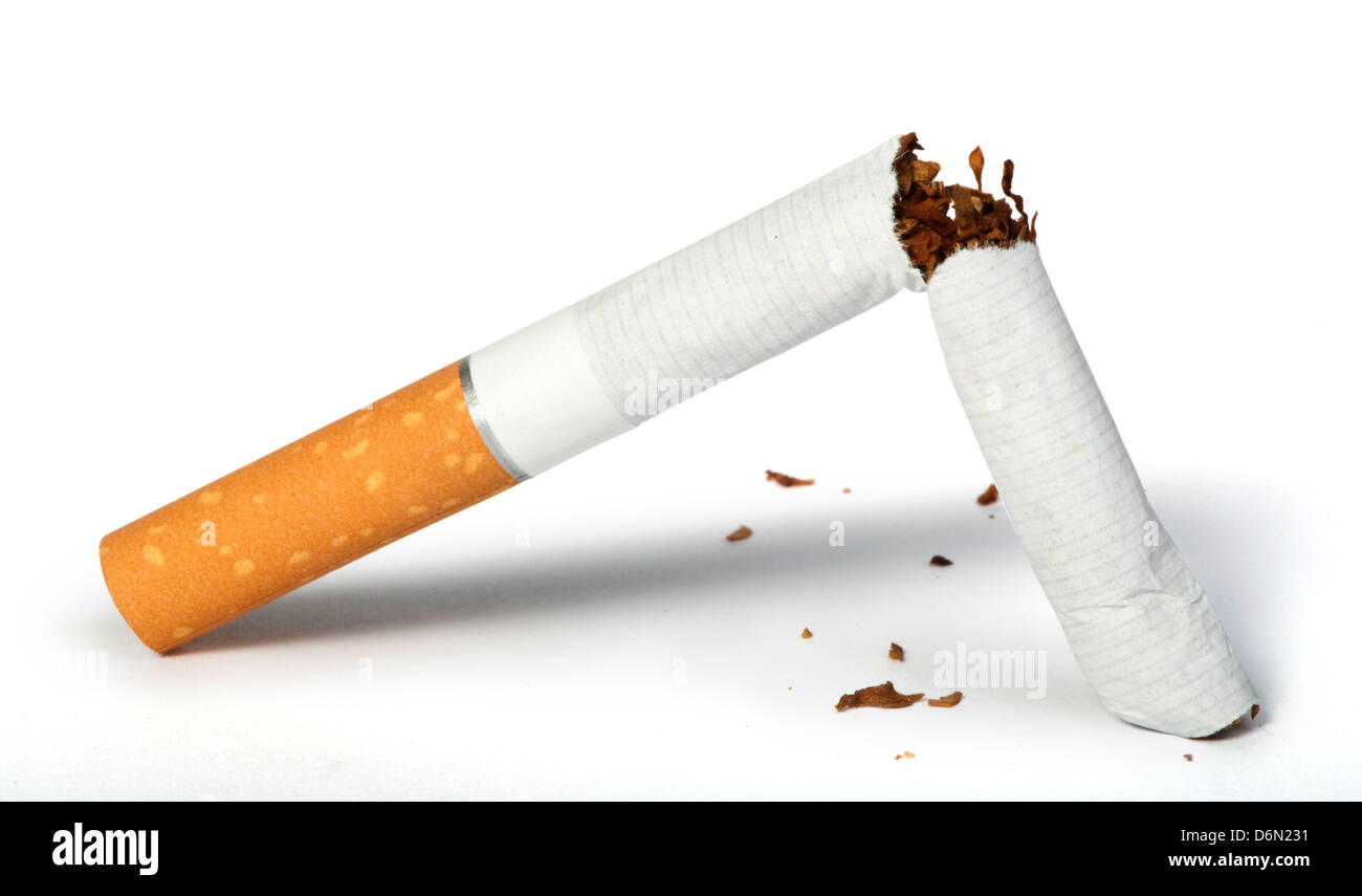 Crumpled cigarette. Shite isolated studio shot Stock Photo - Alamy