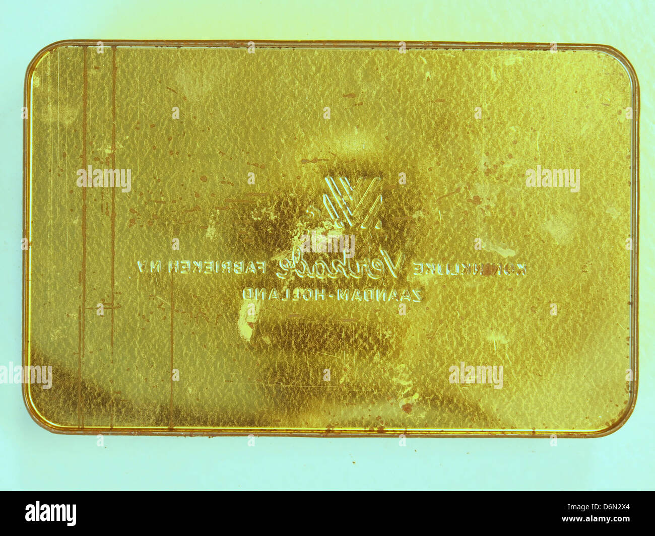 A tin of Verkade cookies featuring a traditional Dutch design with a ...