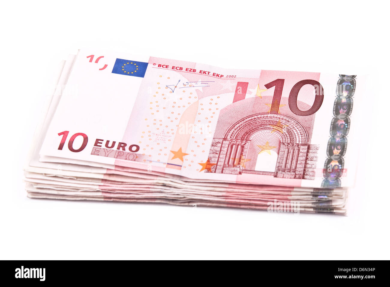 Ten euro banknotes isolated on a white background Stock Photo - Alamy