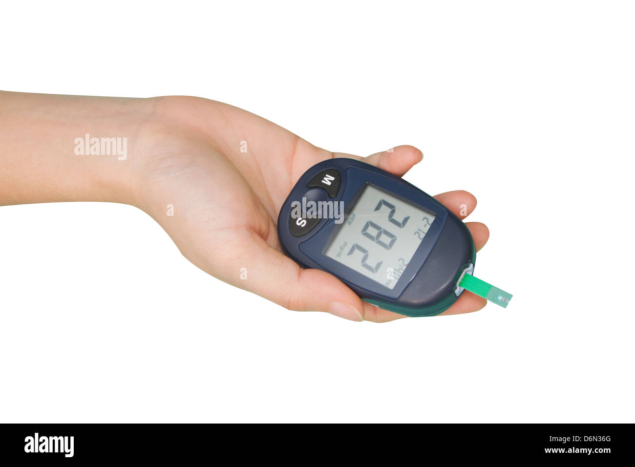 Hand with glucometer Stock Photo - Alamy