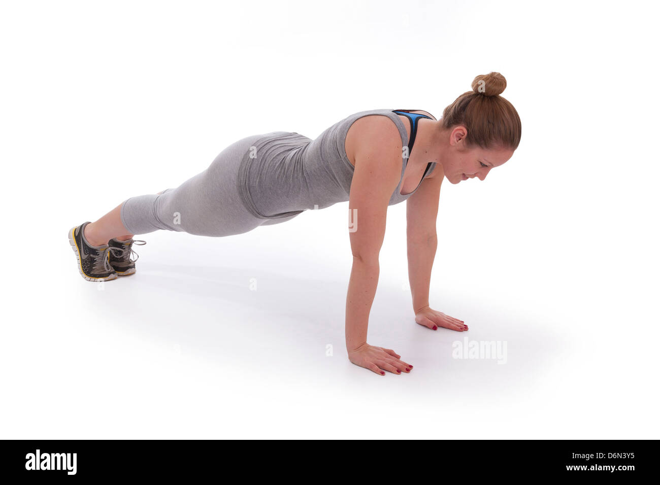 Female Exercise and Fitness on white background Stock Photo - Alamy