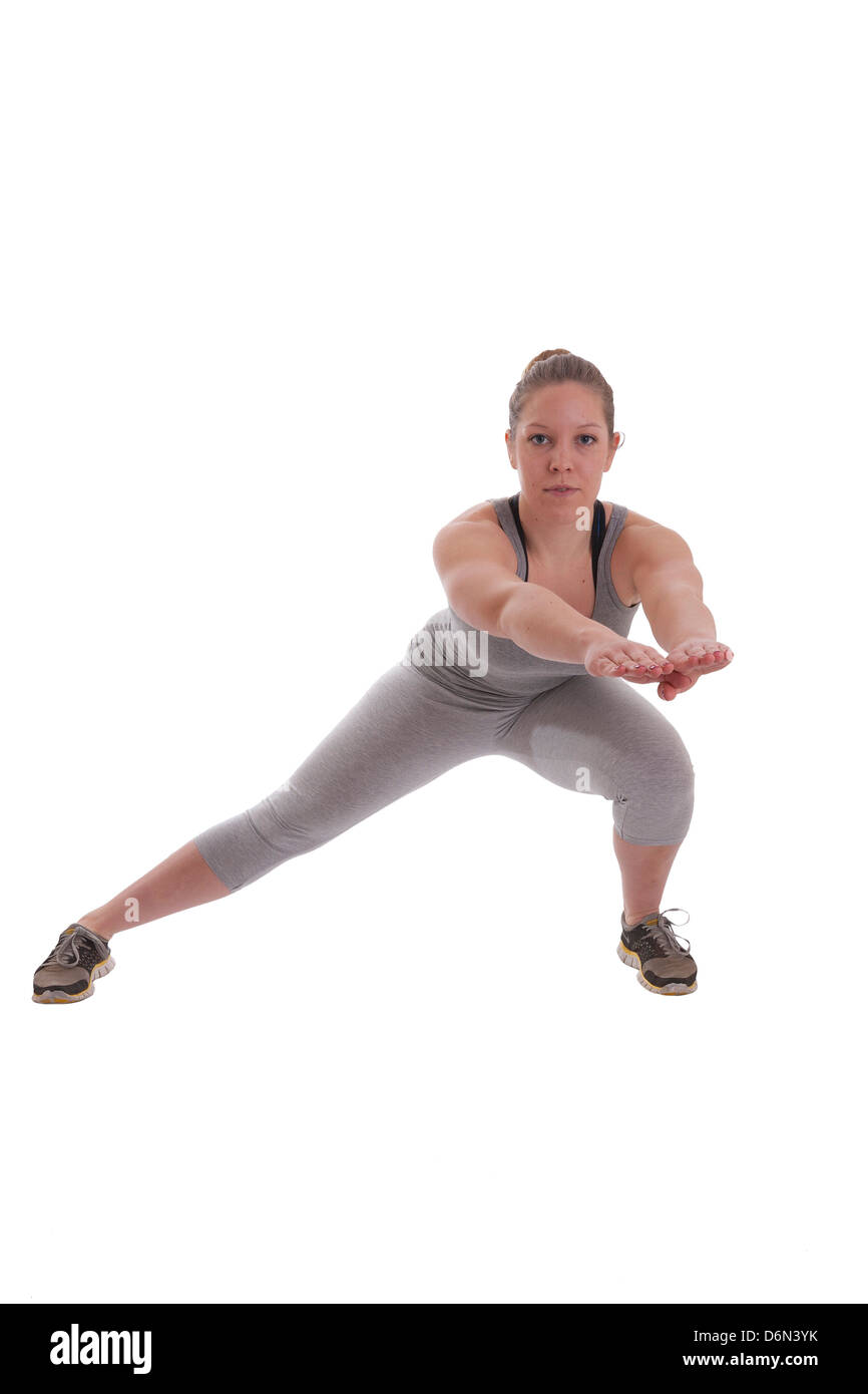 Female Exercise and Fitness on white background Stock Photo - Alamy