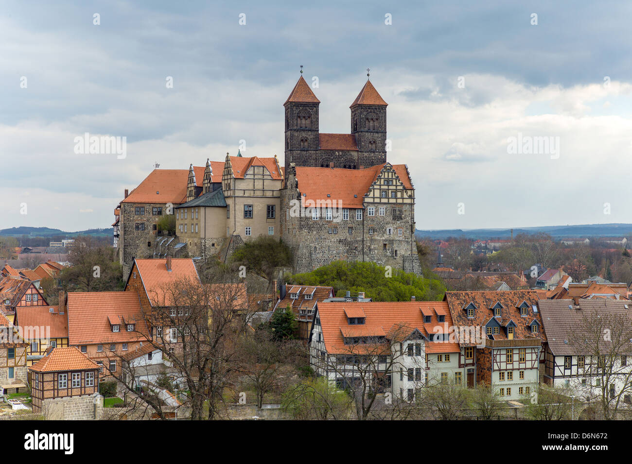 Quedlinburg, Germany, with a view of the Quedlinburg Castle Collegiate ...