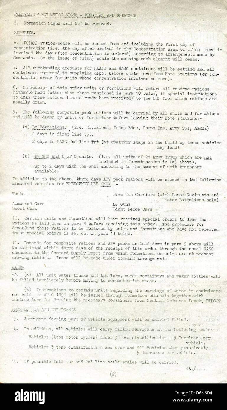 This document outlines key administrative orders from D-Day, the ...