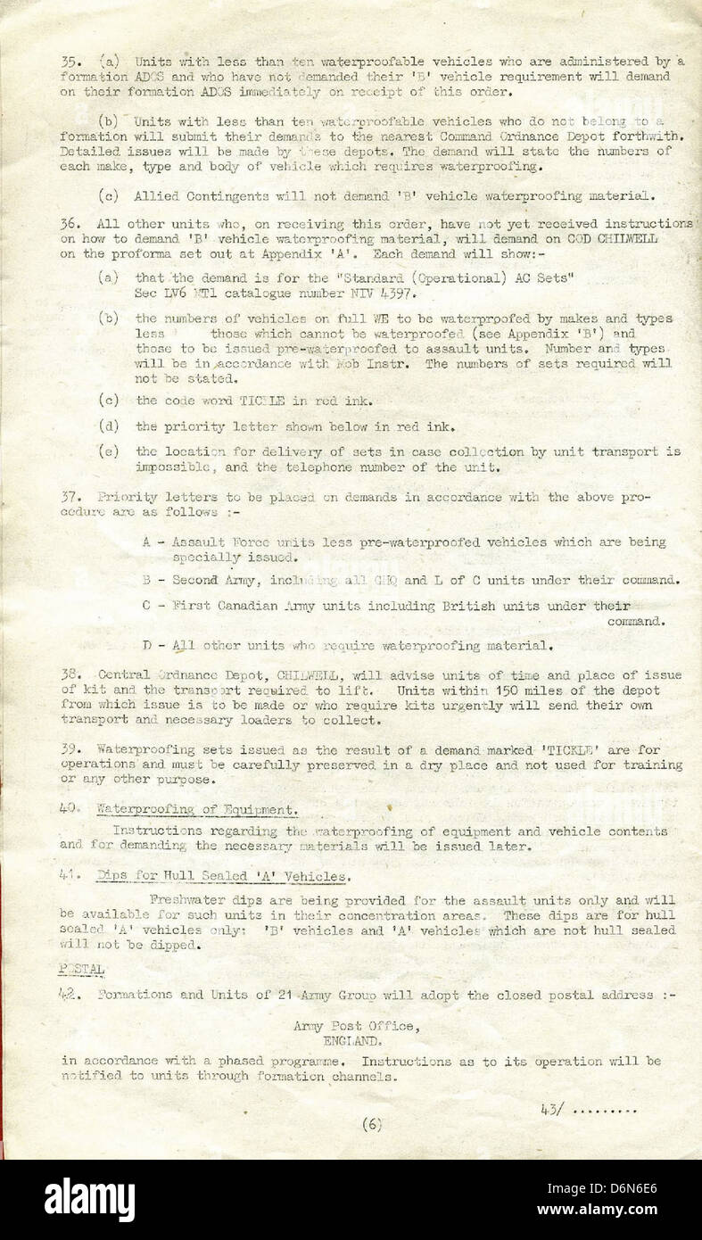 This document is part of the preparatory administrative order for D-Day ...