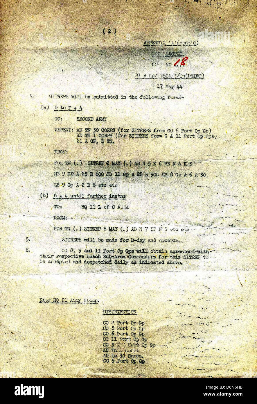 A historical document detailing technical instructions from World War ...