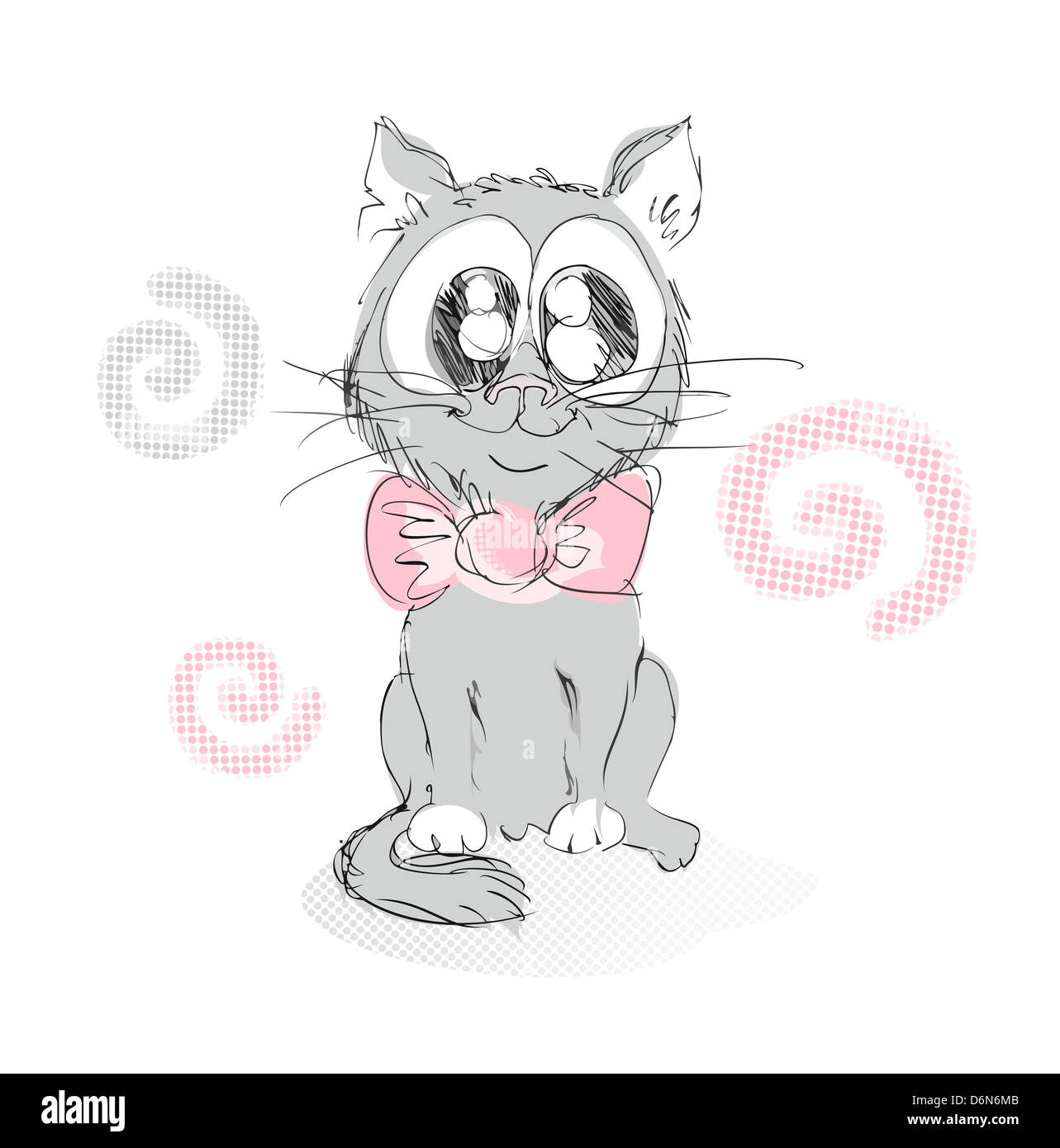The vector illustration of the Cute Kitten Happily Smiling Stock Photo ...