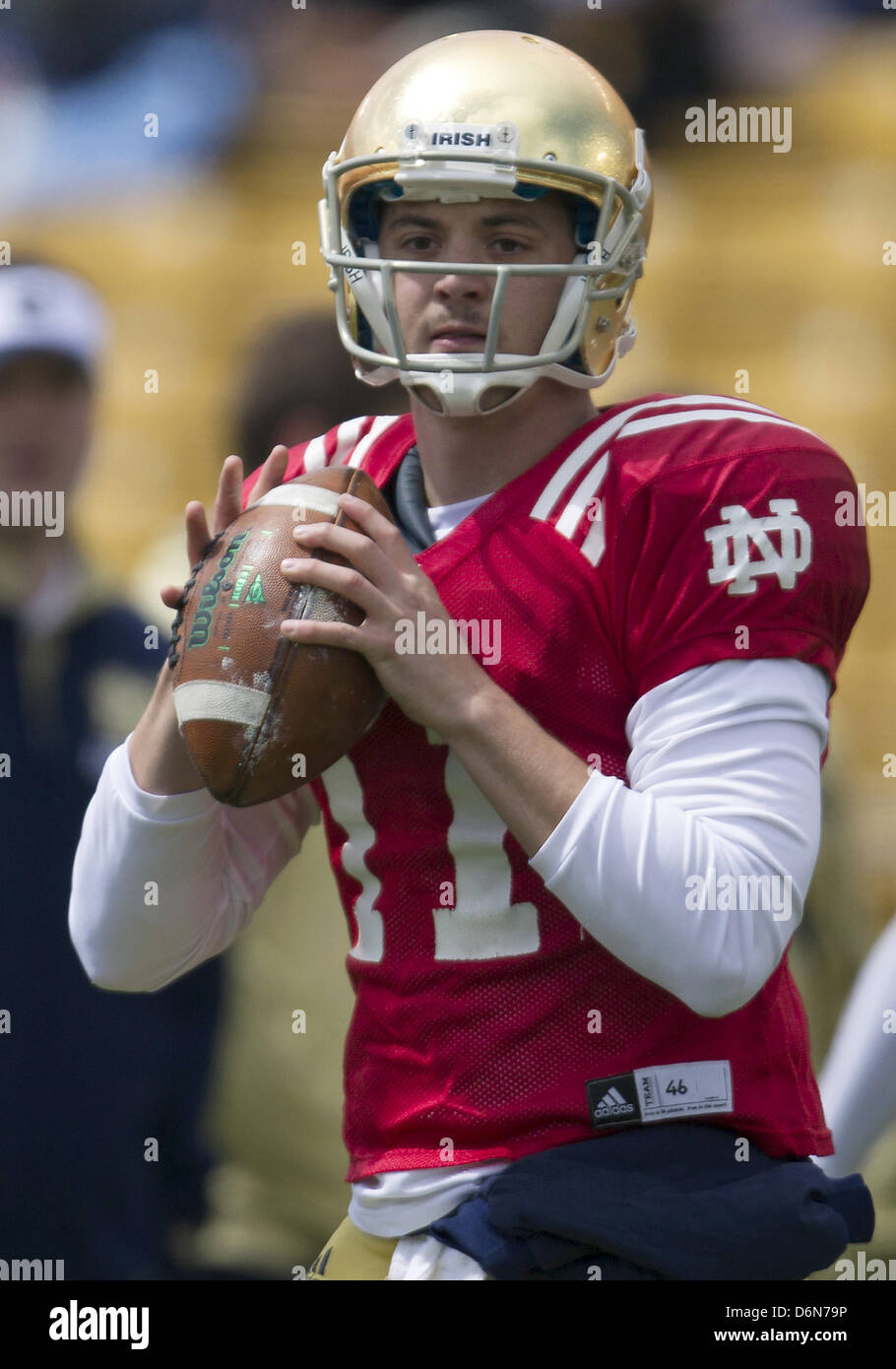 South Bend, Indiana, USA. 20th April, 2013. Notre Dame Fighting Irish quarterback Tommy Rees (11 ...