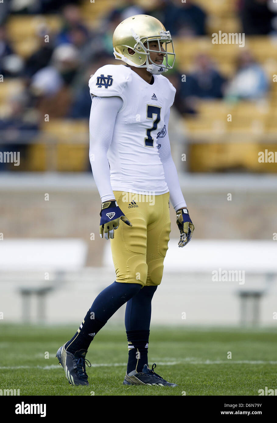 South Bend, Indiana, USA. 20th April, 2013. Notre Dame Fighting Irish wide receiver TJ Jones (7 ...