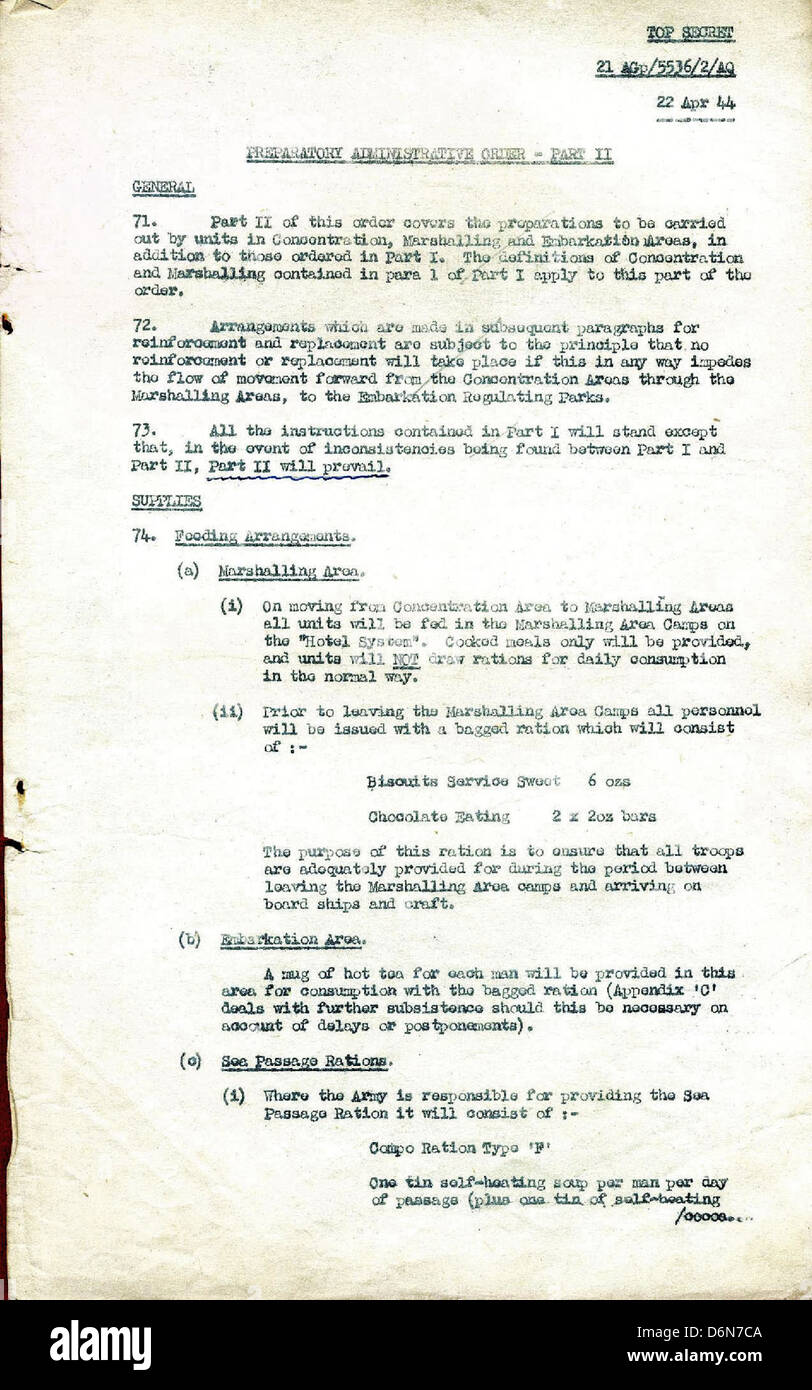 This document, part of the D-Day operation, focuses on administrative ...