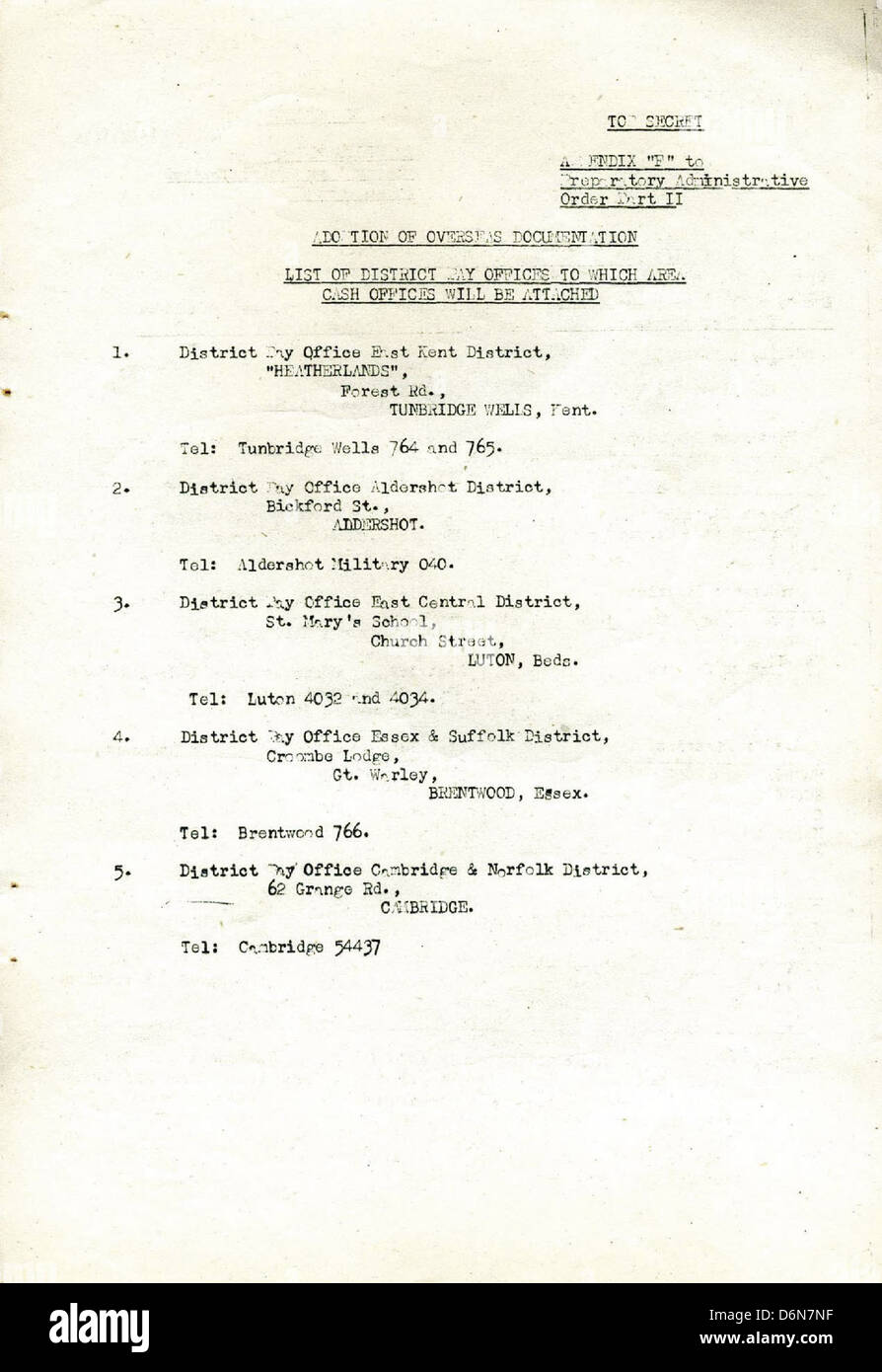 A document detailing the administrative orders related to the D-Day ...