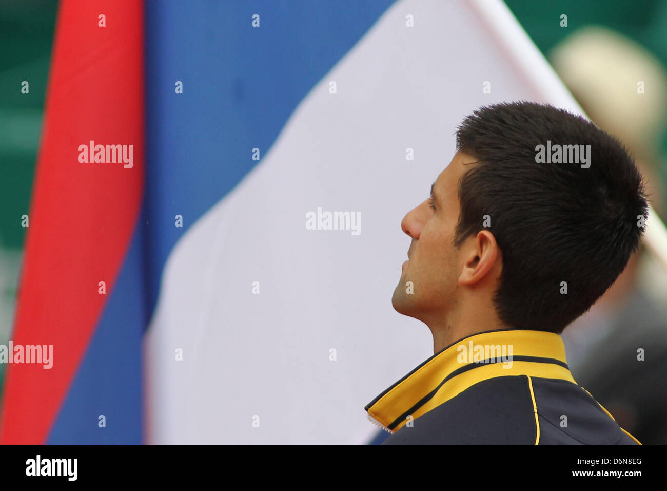 Monte Carlo, Monaco. 21st April, 2013. Novak Djokovic of Serbia stands ...