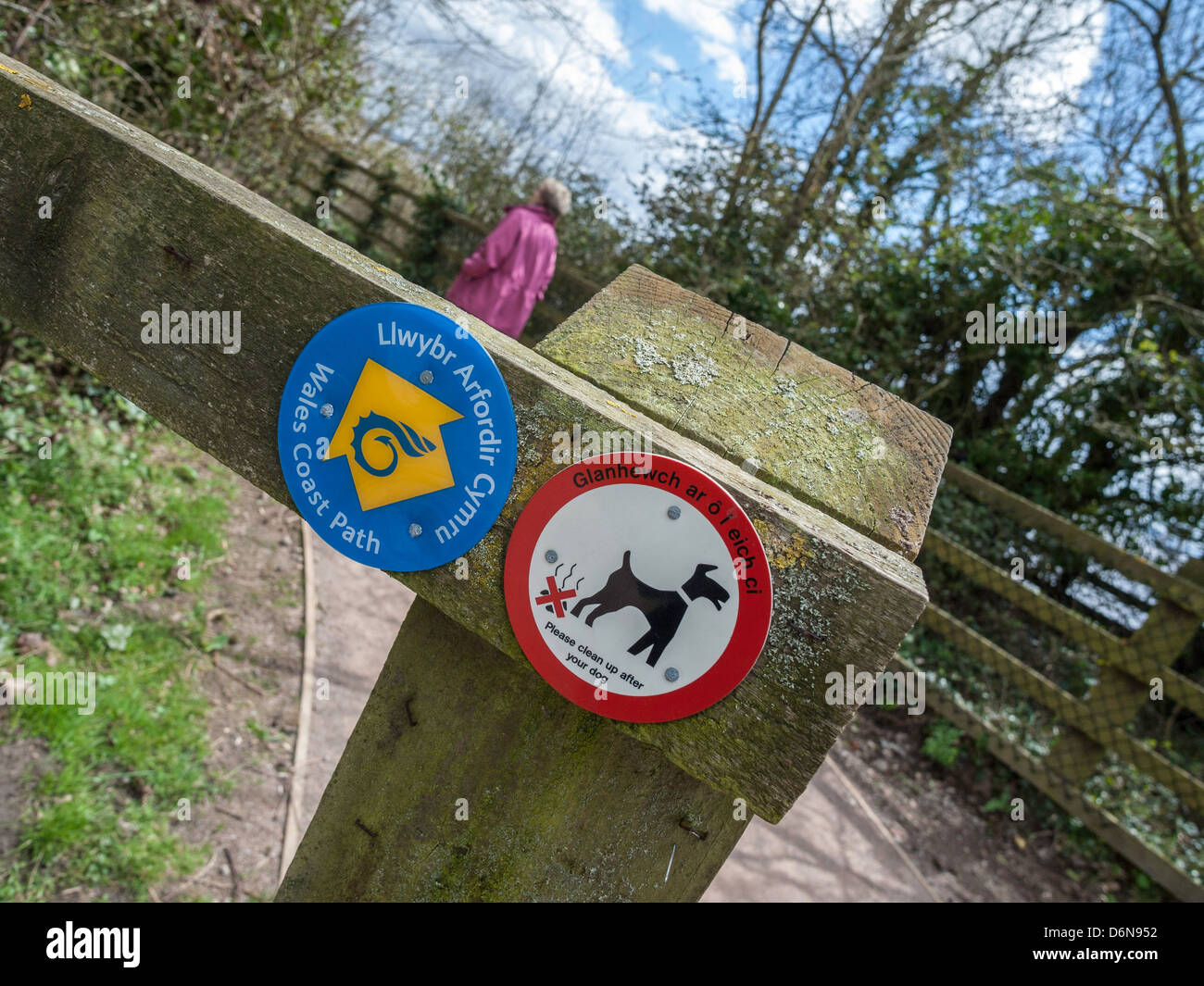 SIGNS ON WALES COAST PATH AT BLACK ROCK NEAR PORTSKEWETT MONMOUTHSHIRE ...