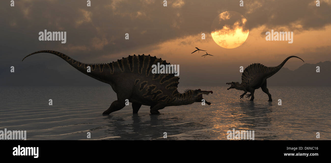 Spinosaurus Dinosaurs Fishing Stock Photo - Alamy