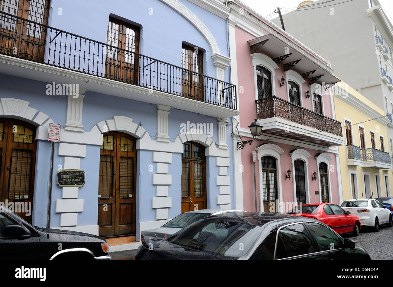 Colorful buildings and cobblestone street in Old San Juan, Puerto Rico ...