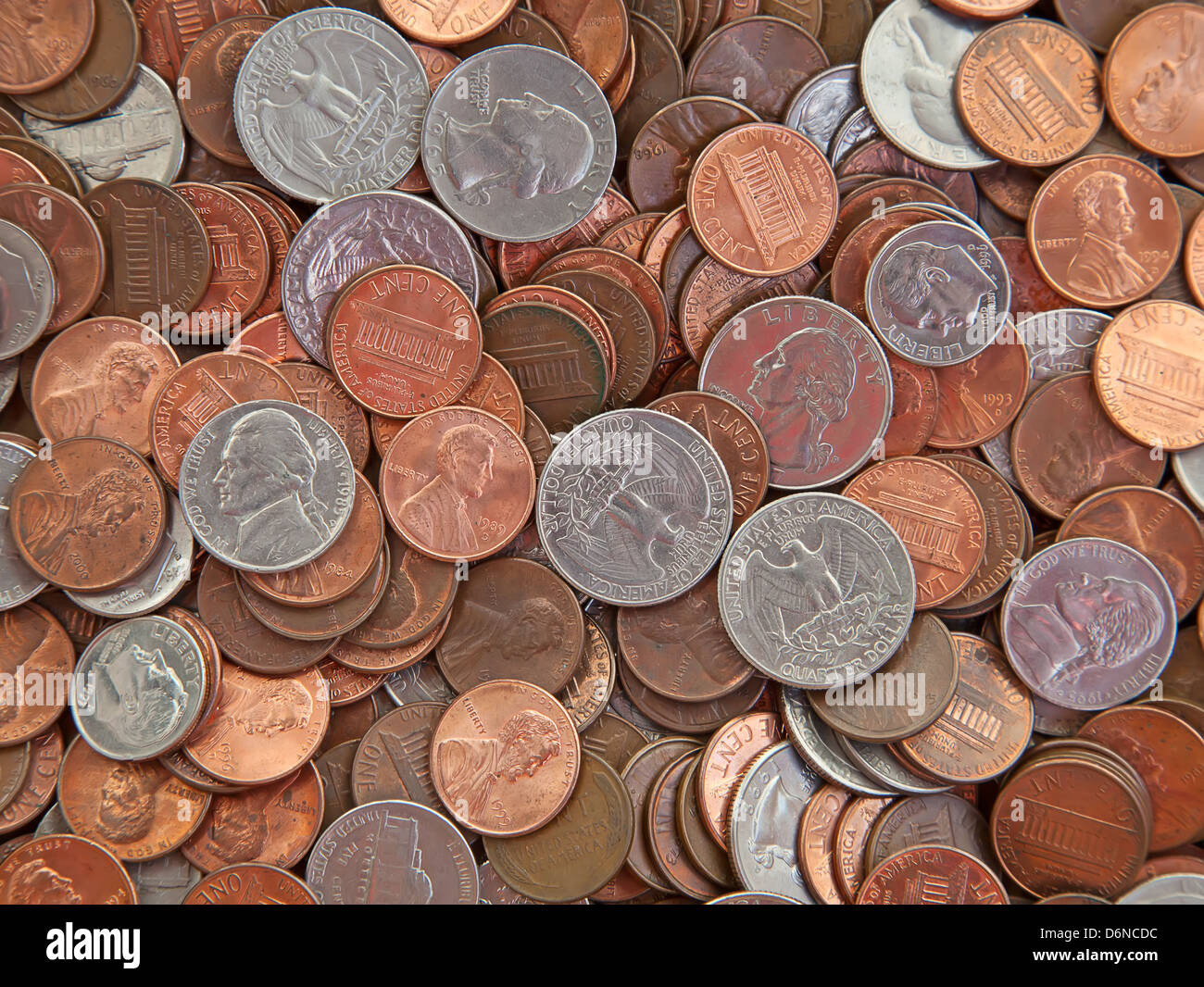 Huge pile of the US coins Stock Photo - Alamy