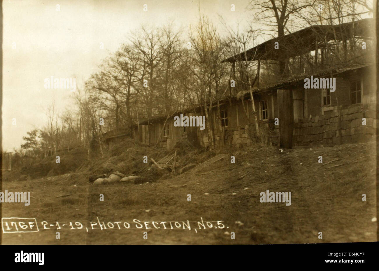 This photograph depicts a scene from World War One, capturing the ...