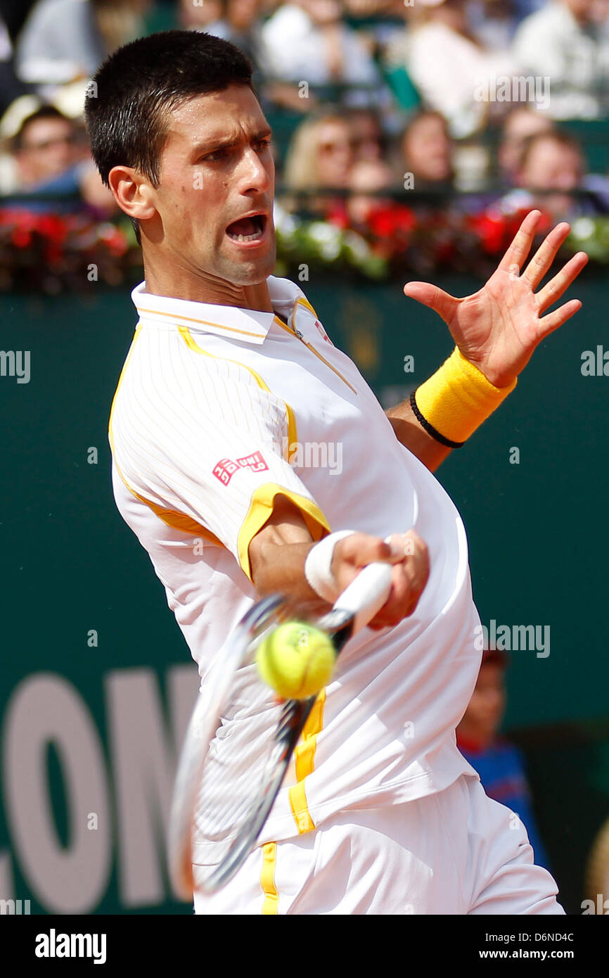 Monte Carlo, Monaco. 21st April, 2013. Novak Djokovic of Serbia in ...
