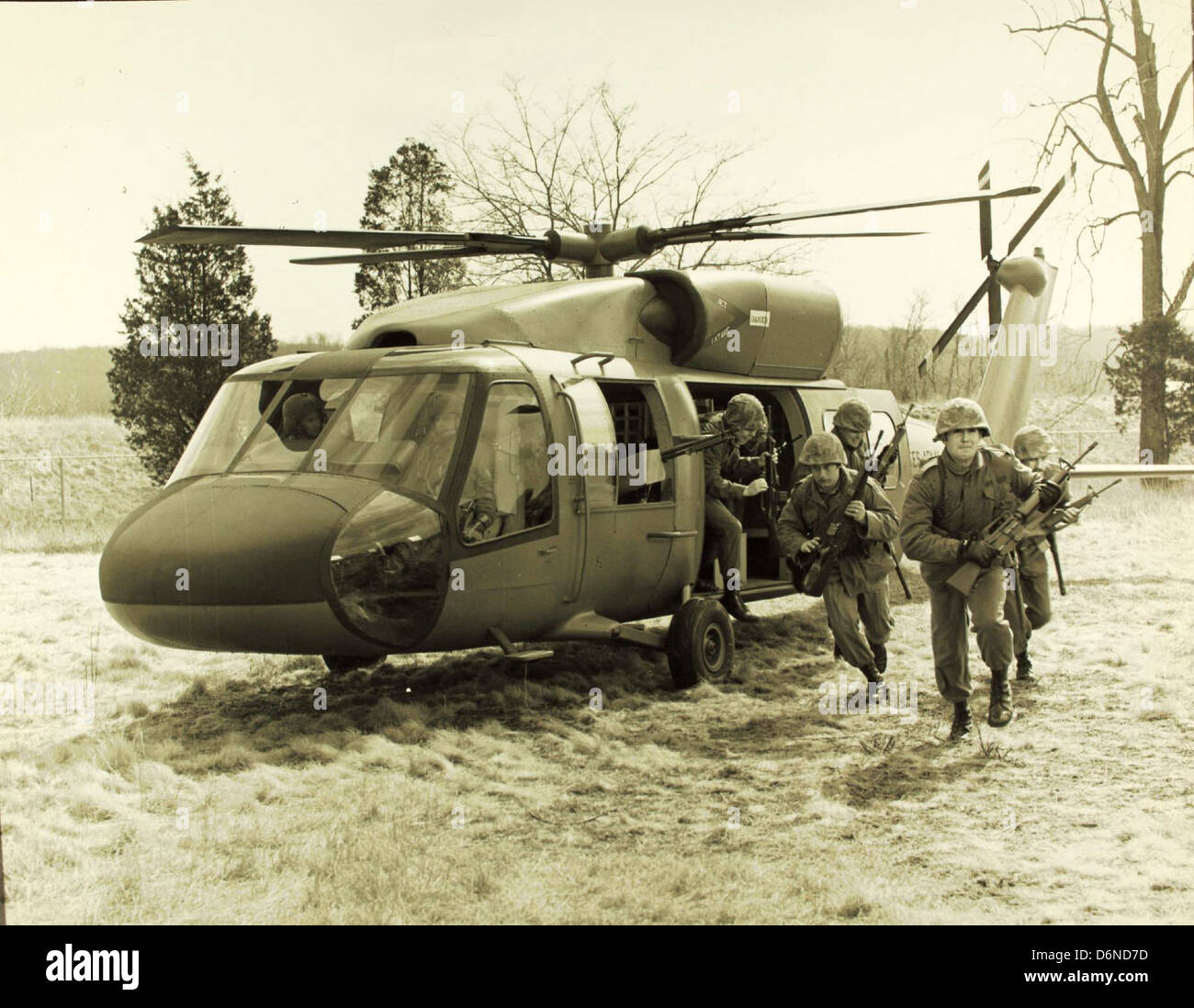 The Sikorsky H-60 Black Hawk helicopter, shown here with an M-16 mock ...