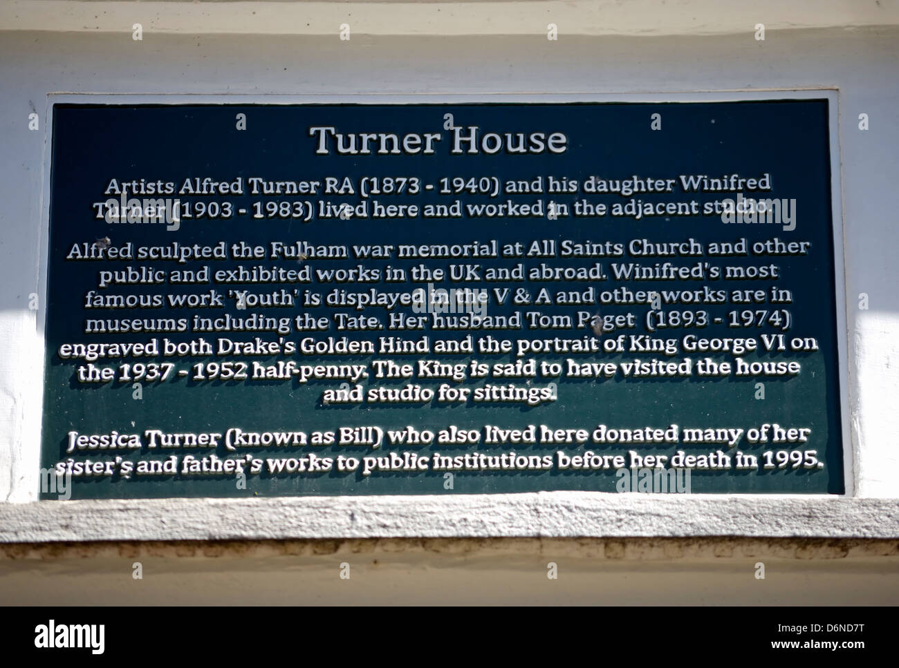plaque marking turner house, home and studio of sculptor alfred turner ...