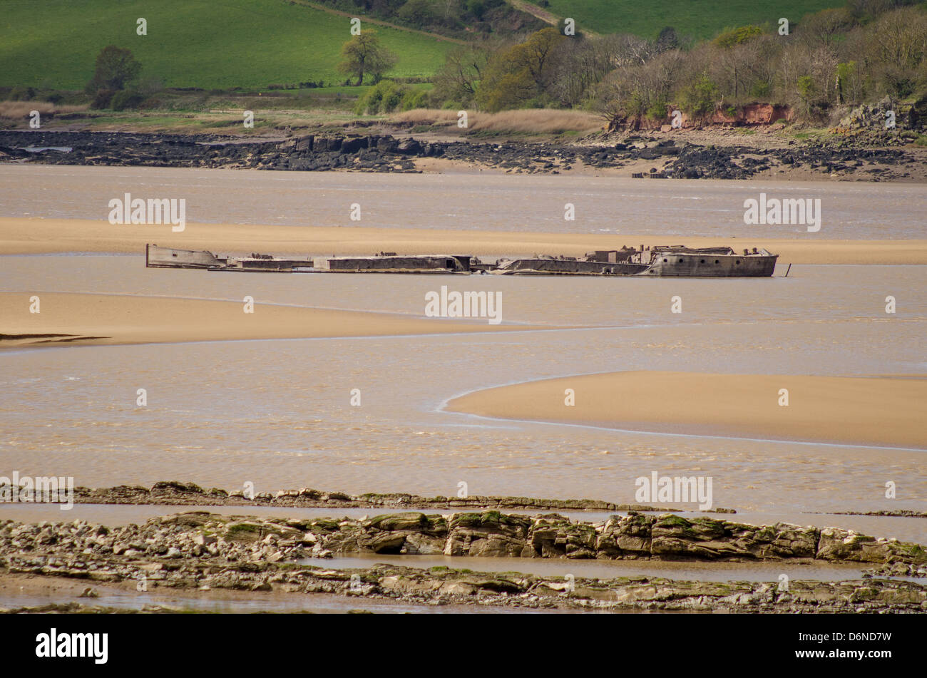 Boat wrecks in the River Severn near Sharpness Dock, Gloucestershire ...