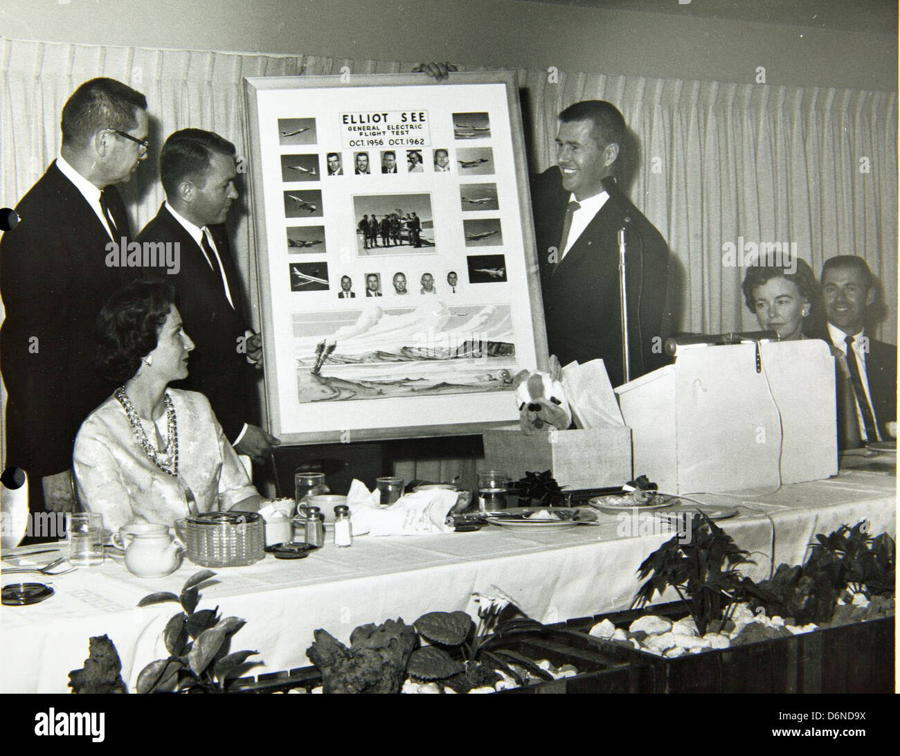 This photo shows a framed memento presented to Elliot See prior to his ...