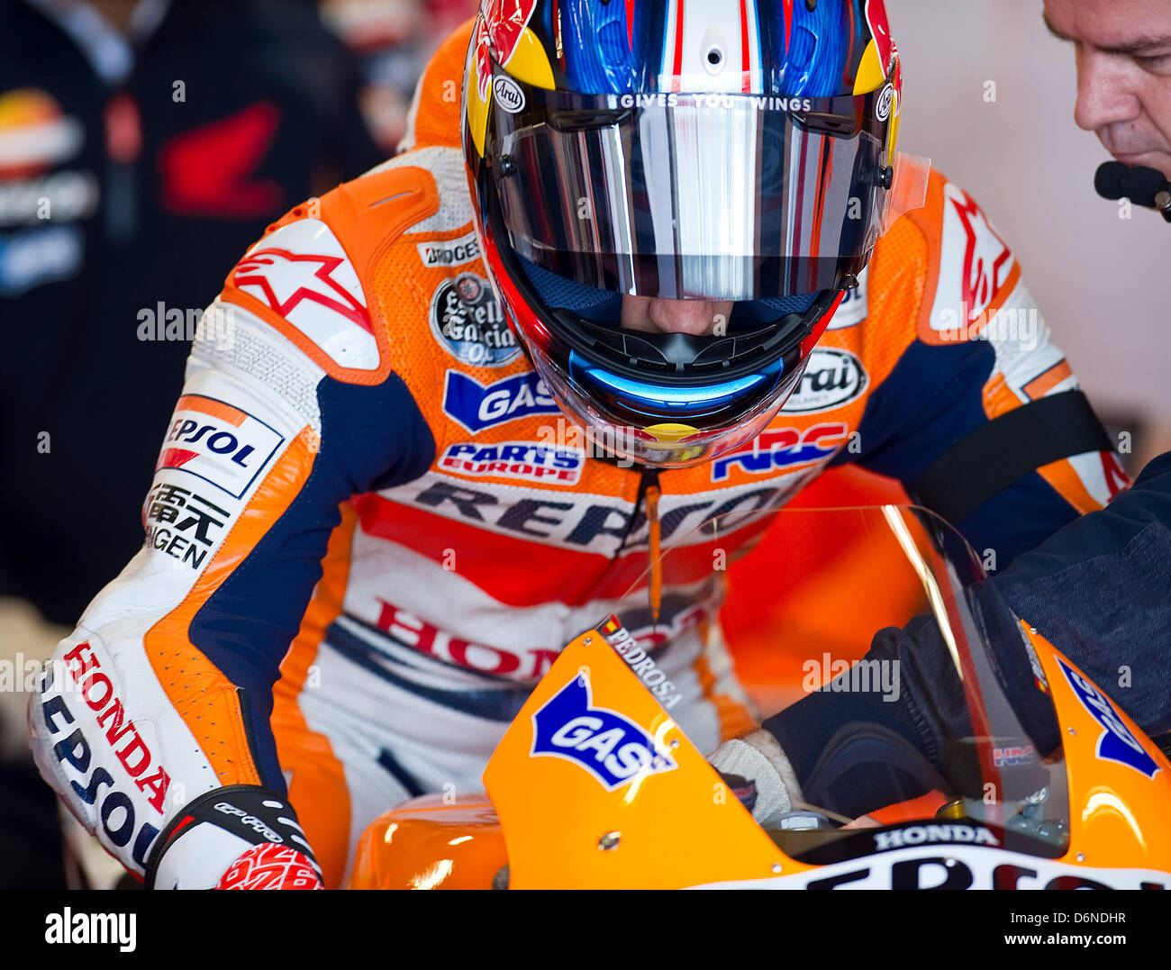 Austin, Texas, USA. 21st April, 2013. Dani Pedrosa #26 MotoGP warm up ...
