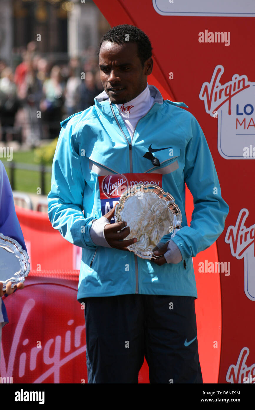London, UK. 21st April, 2013. Elite athlete men third place winner ...
