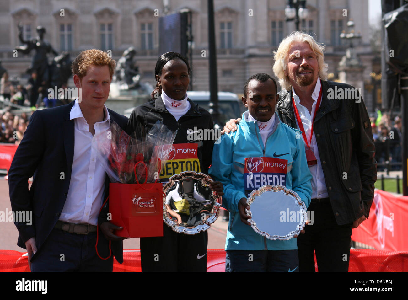 London, UK. 21st April, 2013. HRH Prince Harry and Sir Richard Branson ...