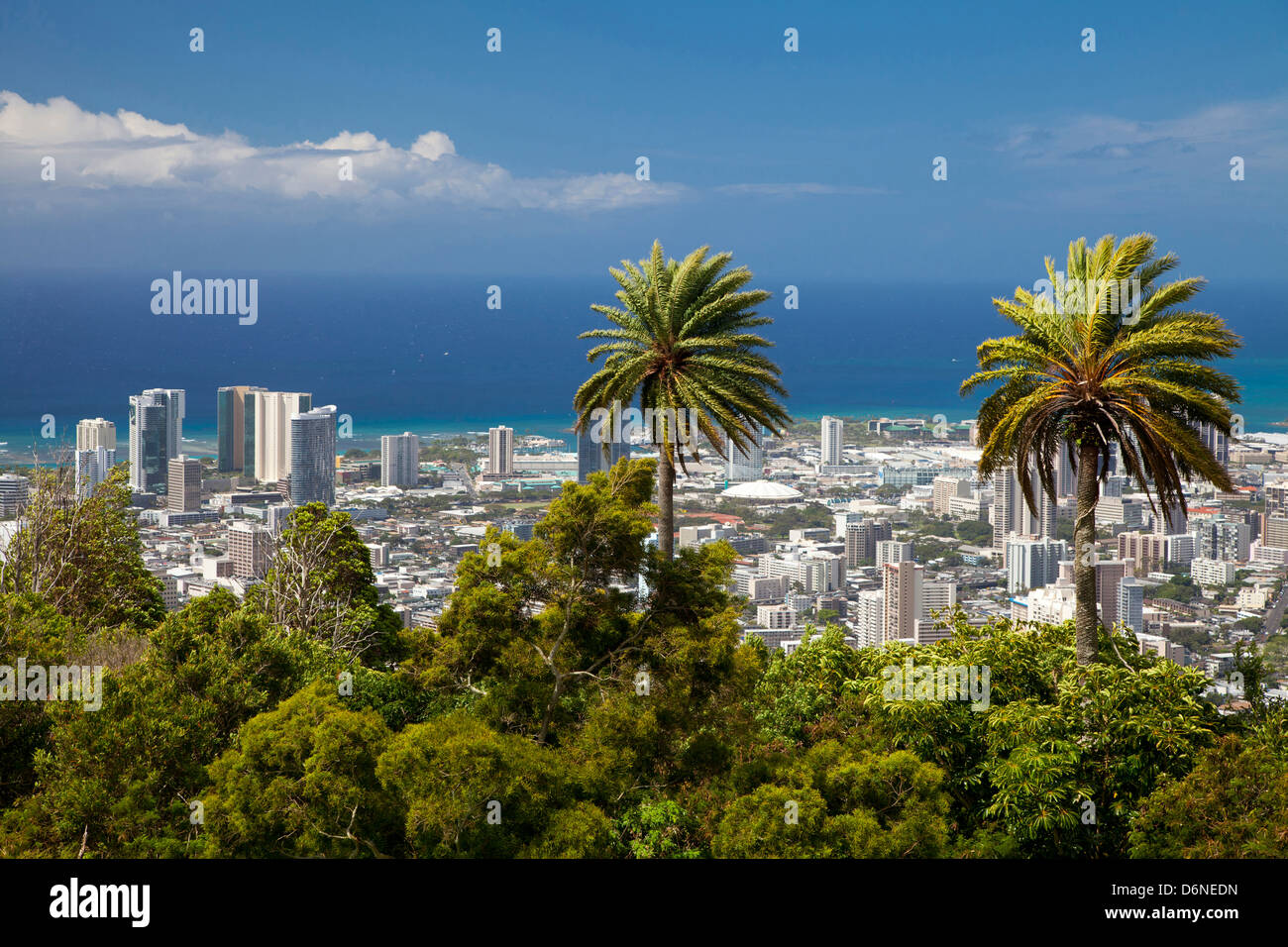 Honolulu viewed from Makiki Heights, Oahu, Hawaii Stock Photo - Alamy