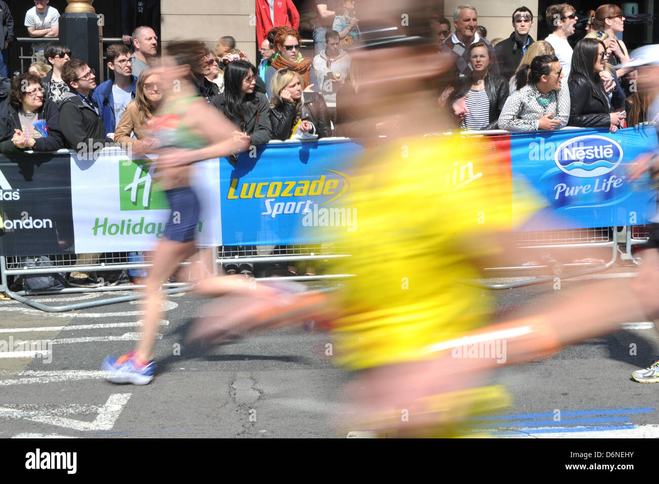 Westminster, London, UK. 21st April 2013. Runners and the crowd at the ...
