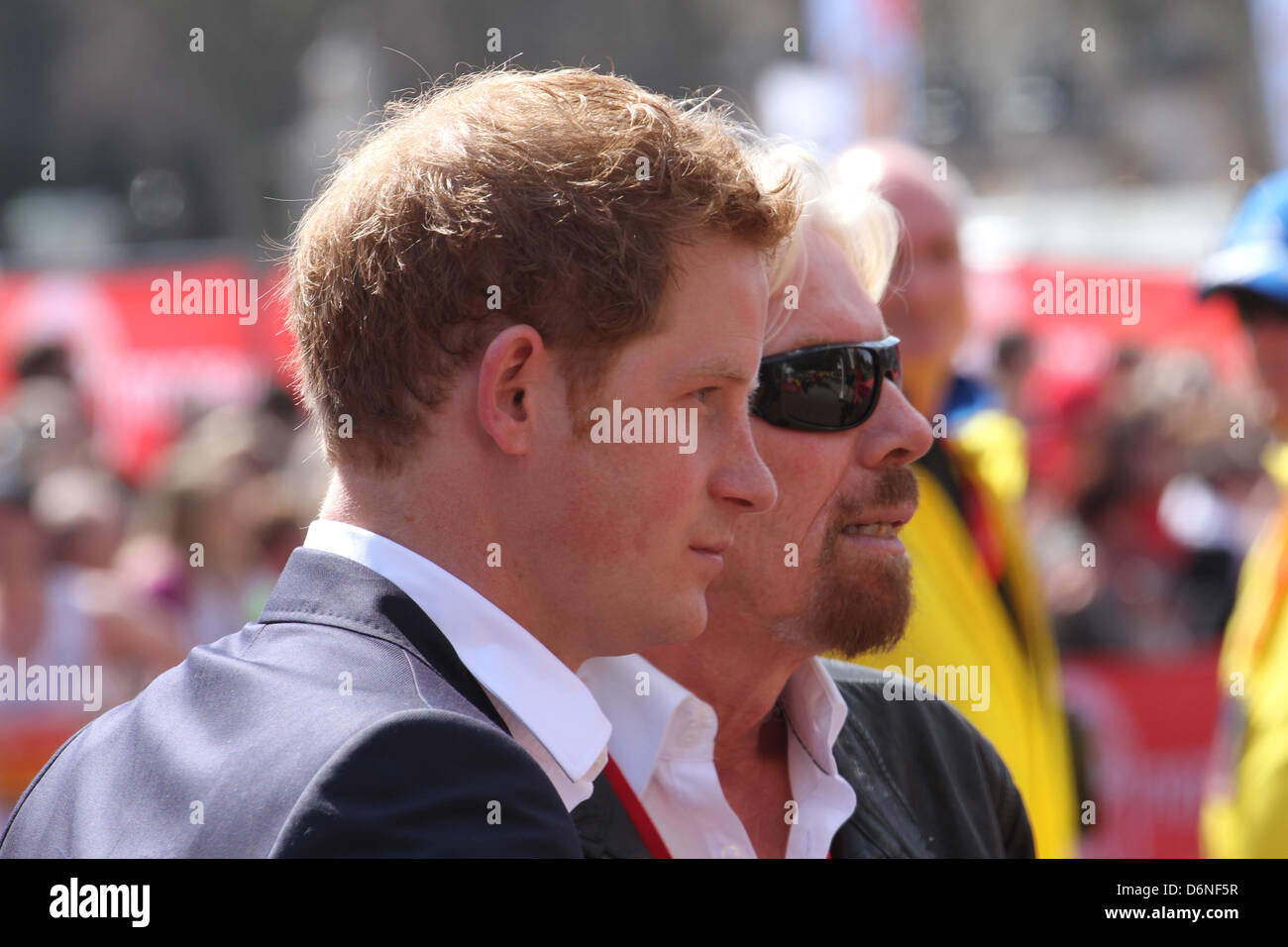 London, UK. 21st April, 2013. Prince Harry with Sir Richard Branson ...