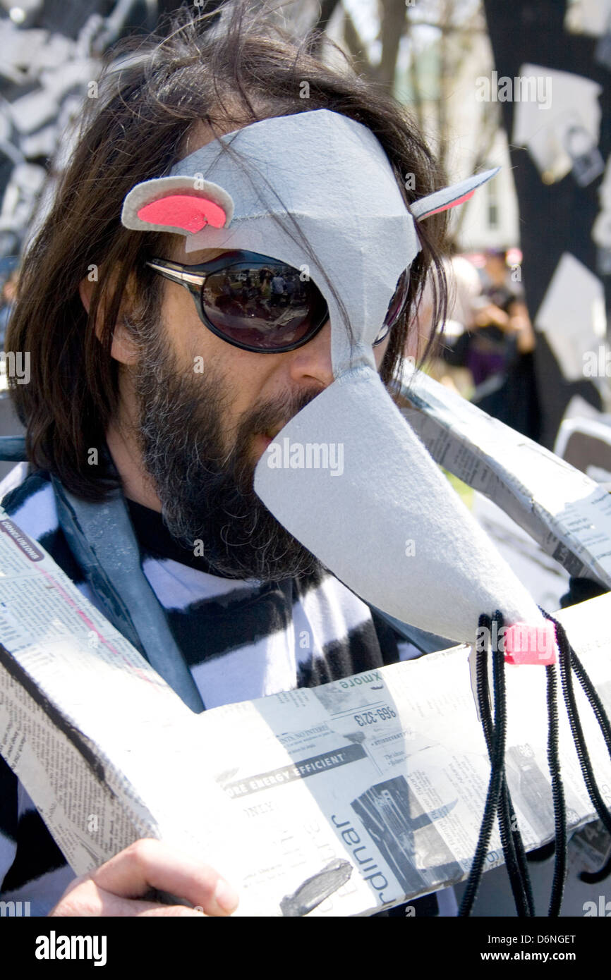 Bearded man age 22 wearing a creative mouse costume. MayDay Parade and ...