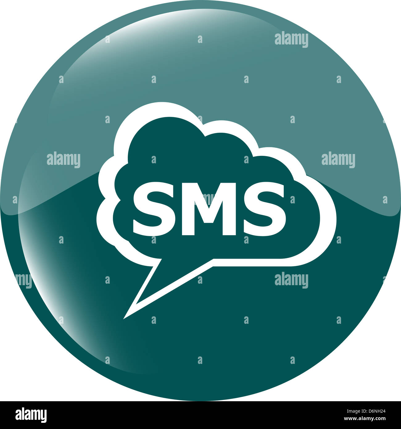 sms green circle glossy web icon on white background Stock Photo - Alamy