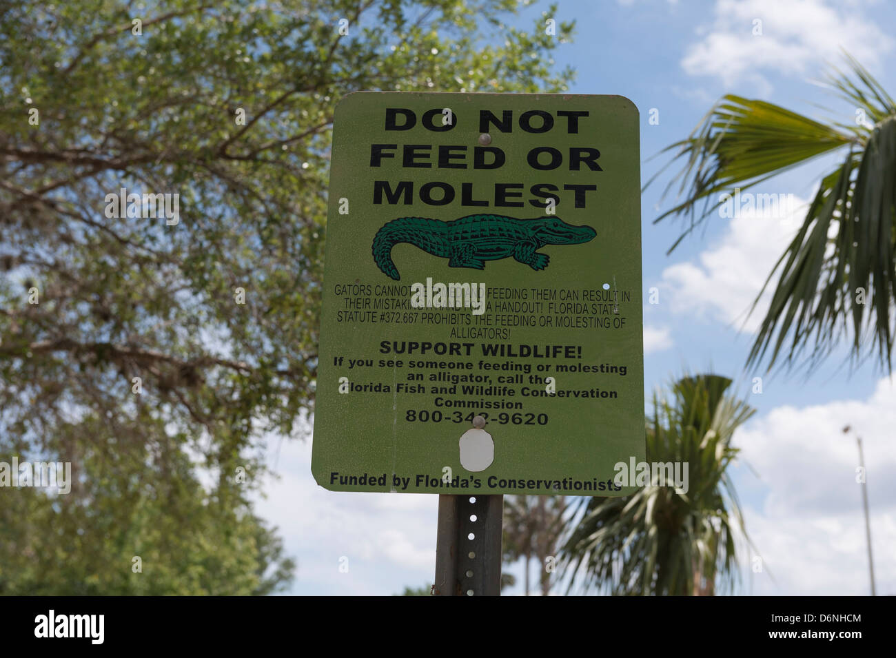 A warning sign located along the shores of the St.Johns River in ...