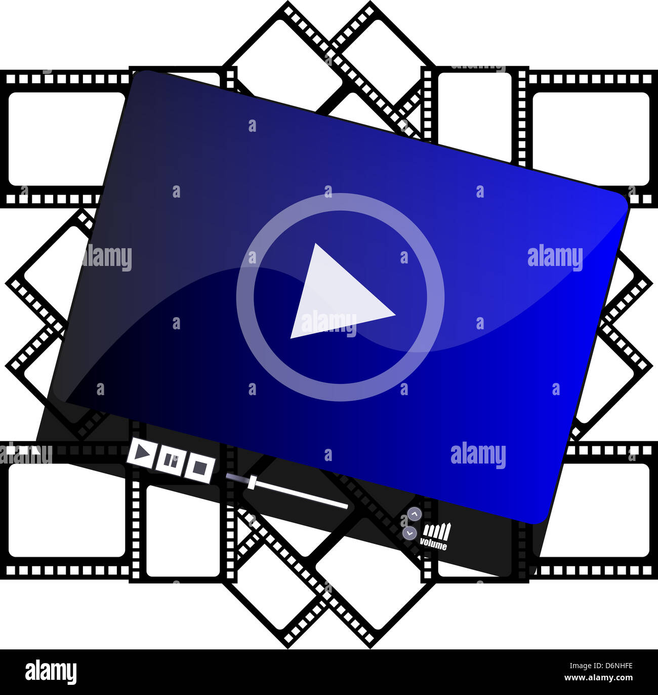 media player on cinema film strips Stock Photo - Alamy