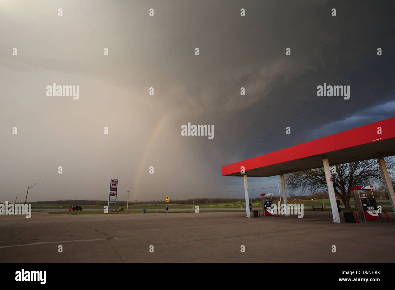 A large storm looming over a gas station in rural Texas Stock Photo - Alamy