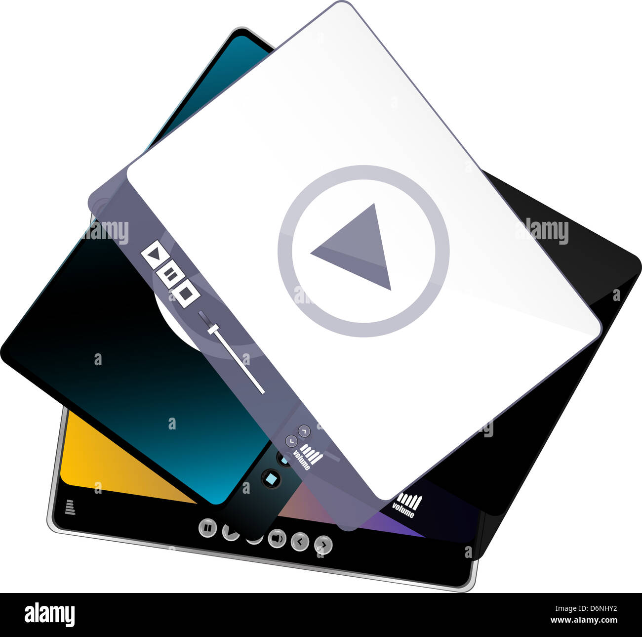 Video media player set isolated on white background Stock Photo - Alamy