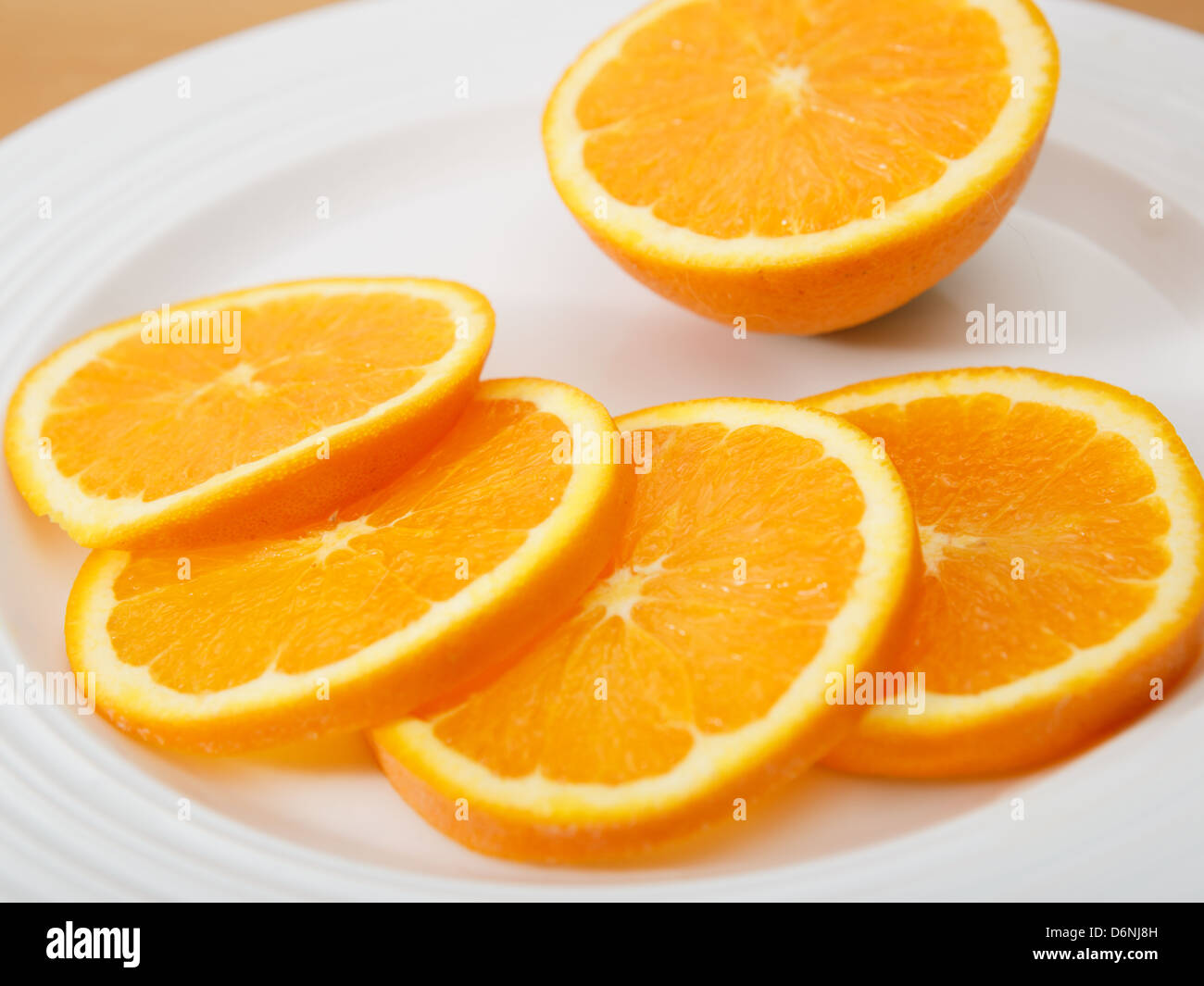 Plate of juicy and delicious sliced navel orange Stock Photo - Alamy