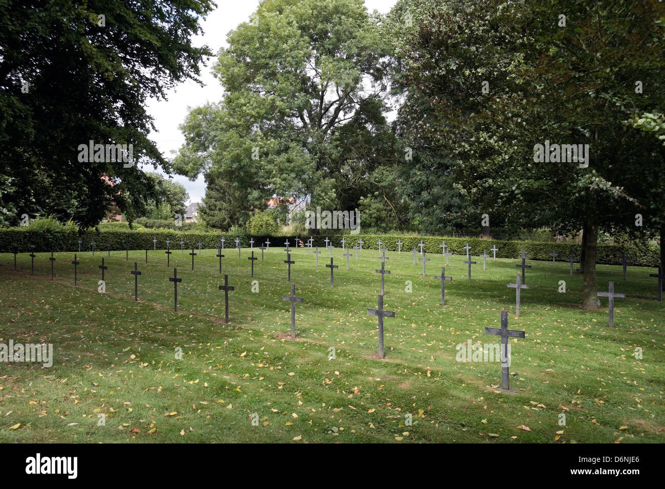 Crosses in the Achiet-le-Petit German Cemetery, Pas-de-Calais, Nord-Pas ...