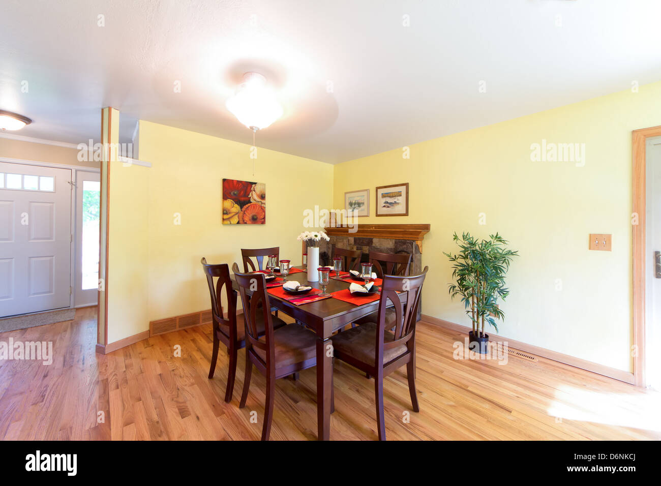 A dining room table in a residential home Stock Photo - Alamy