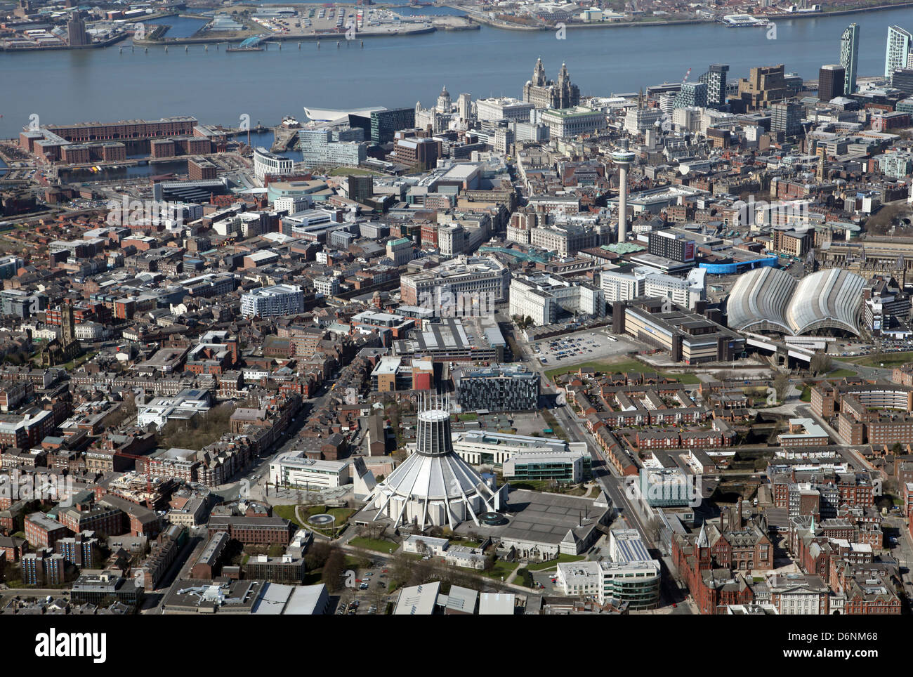 aerial view of Liverpool city on Merseyside in the UK Stock Photo - Alamy