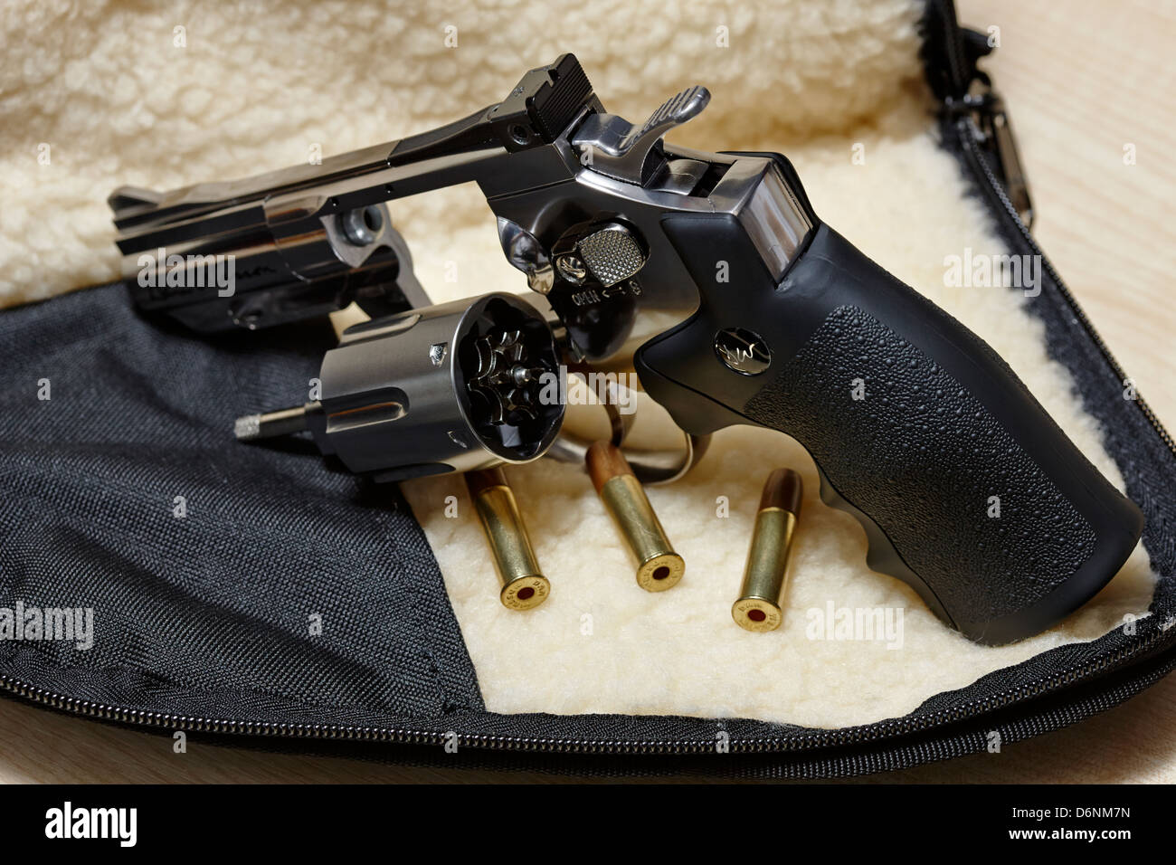 imitation handgun with dummy bullets and cylinder open Stock Photo - Alamy