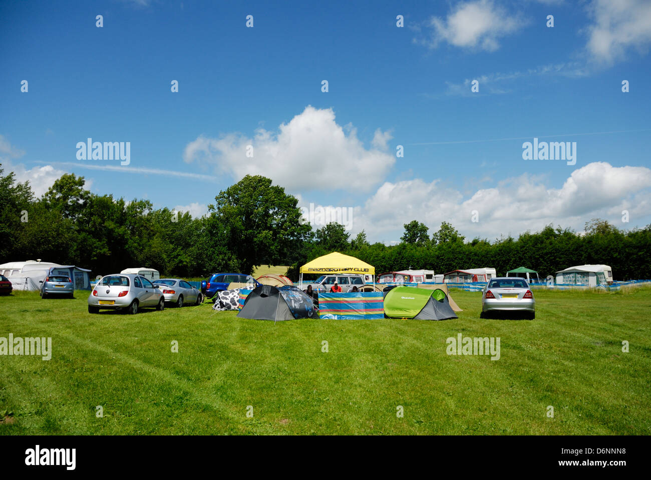 Campsite with caravans and tents eccentric British past time/leisure ...